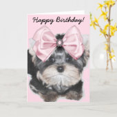 Happy Birthday Yorkie puppy greeting card | Zazzle