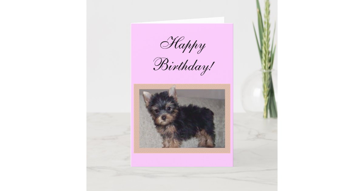 Happy Birthday Yorkie puppy greeting card | Zazzle.com