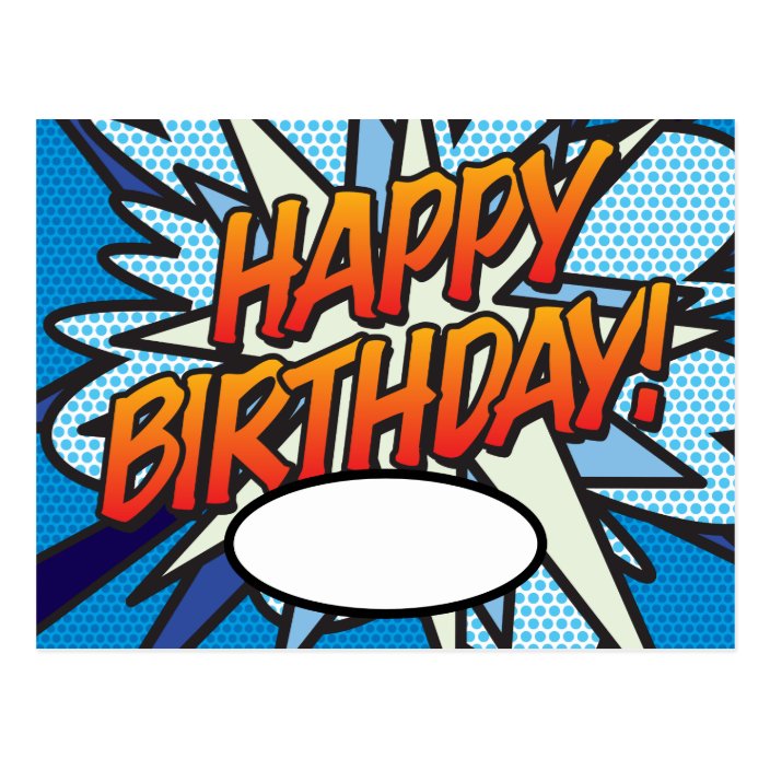 Happy Birthday Your Message Speech Bubble Fun Postcard | Zazzle.com