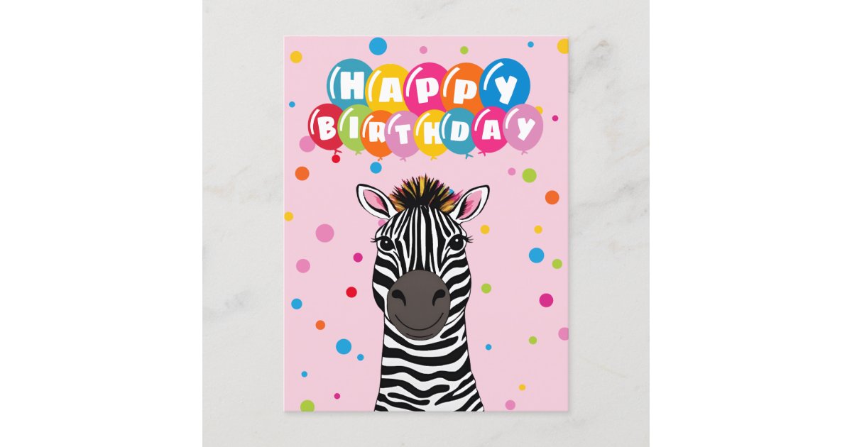 Happy Birthday Zebra Postcard | Zazzle