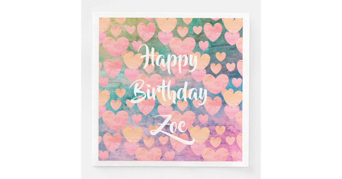 Happy Birthday #Zoe party napkins by DAL | Zazzle
