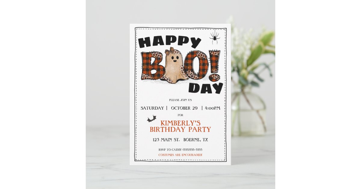Happy BooDay Birthday Party Invitation | Zazzle