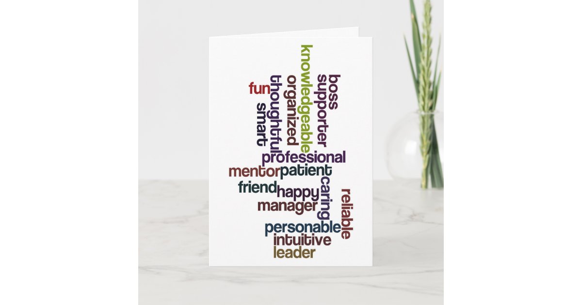 Happy Boss Boss's Day Colorful Word Art Card | Zazzle.com