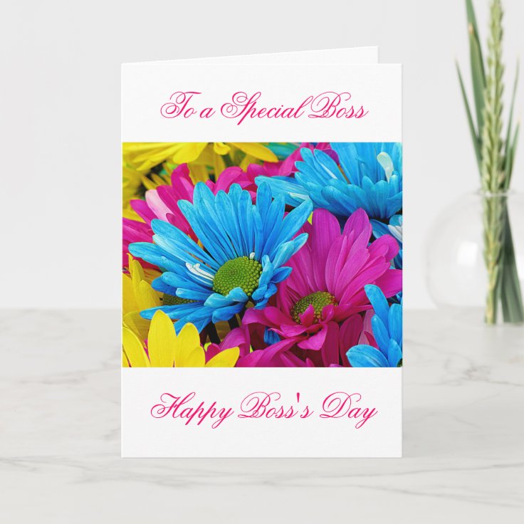 Happy Boss's Day for female boss with flowers Card | Zazzle