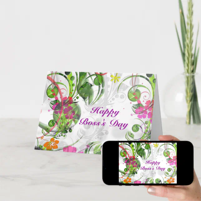 Happy Boss's Day for female boss with flowers Card | Zazzle