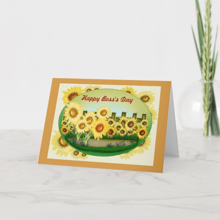 Happy Boss's Day for female boss with sunflowers Card | Zazzle