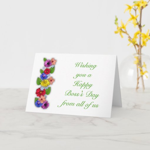 Happy Boss's Day from all of us with flowers Card | Zazzle