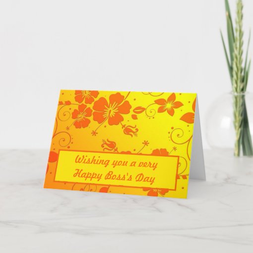 Happy Boss's Day with hibiscus flowers Card | Zazzle