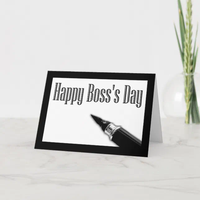 Happy Boss's Day with pen nib calligraphy pen Card | Zazzle