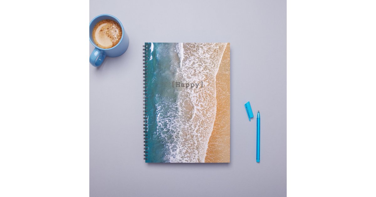 Happy Bright Blue Calm Ocean Shore Notebook | Zazzle
