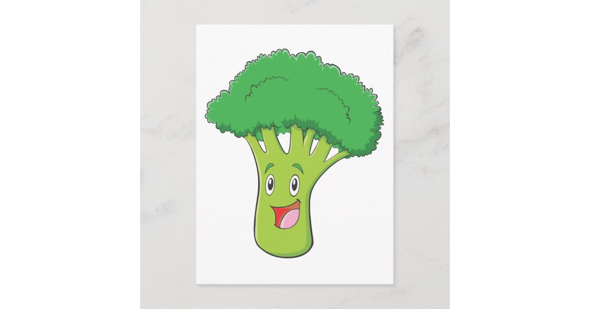 Happy Broccoli Vegetable Smiling Postcard | Zazzle
