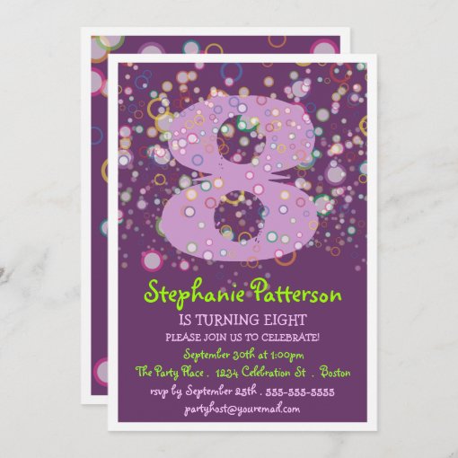 Happy Bubbles! Colorful Number Birthday Party Invitation | Zazzle