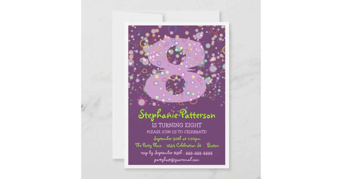 Happy Bubbles! Colorful Number Birthday Party Invitation | Zazzle