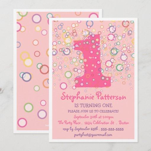 Happy Bubbles! Colorful Number Birthday Party Invitation | Zazzle