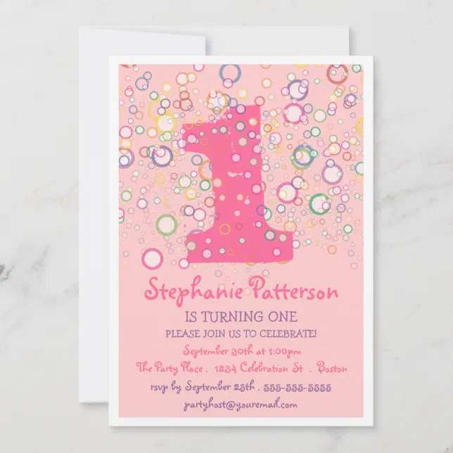 Happy Bubbles! Colorful Number Birthday Party Invitation | Zazzle