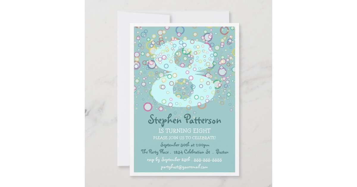 Happy Bubbles! Colorful Number Birthday Party Invitation | Zazzle