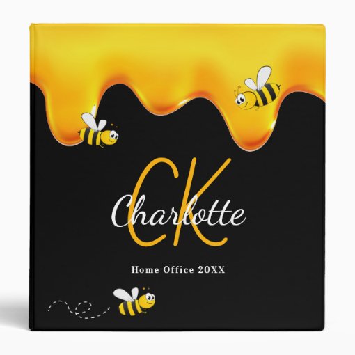 Happy bumble bees sweet honey black school 3 ring binder | Zazzle