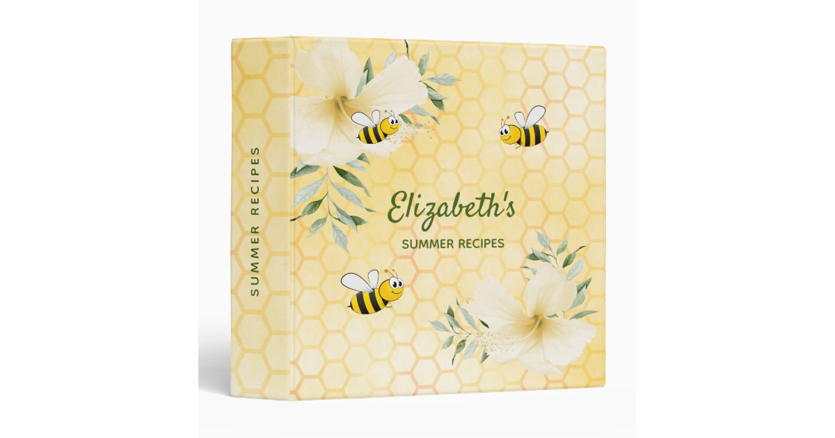 Happy bumble bees yellow honeycomb food recipes 3 ring binder | Zazzle.com