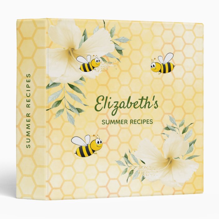 Happy bumble bees yellow honeycomb food recipes 3 ring binder | Zazzle.com