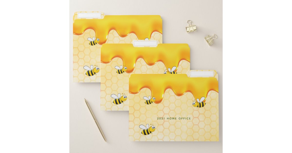Happy bumble bees yellow honeycomb home office file folder | Zazzle