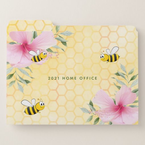 Happy bumble bees yellow honeycomb home office file folder | Zazzle
