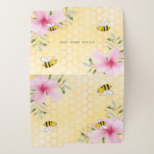 Happy bumble bees yellow honeycomb home office file folder | Zazzle