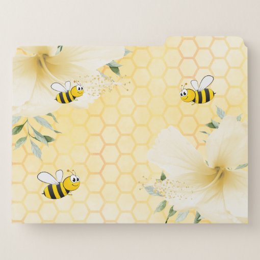 Happy bumble bees yellow honeycomb home office file folder | Zazzle
