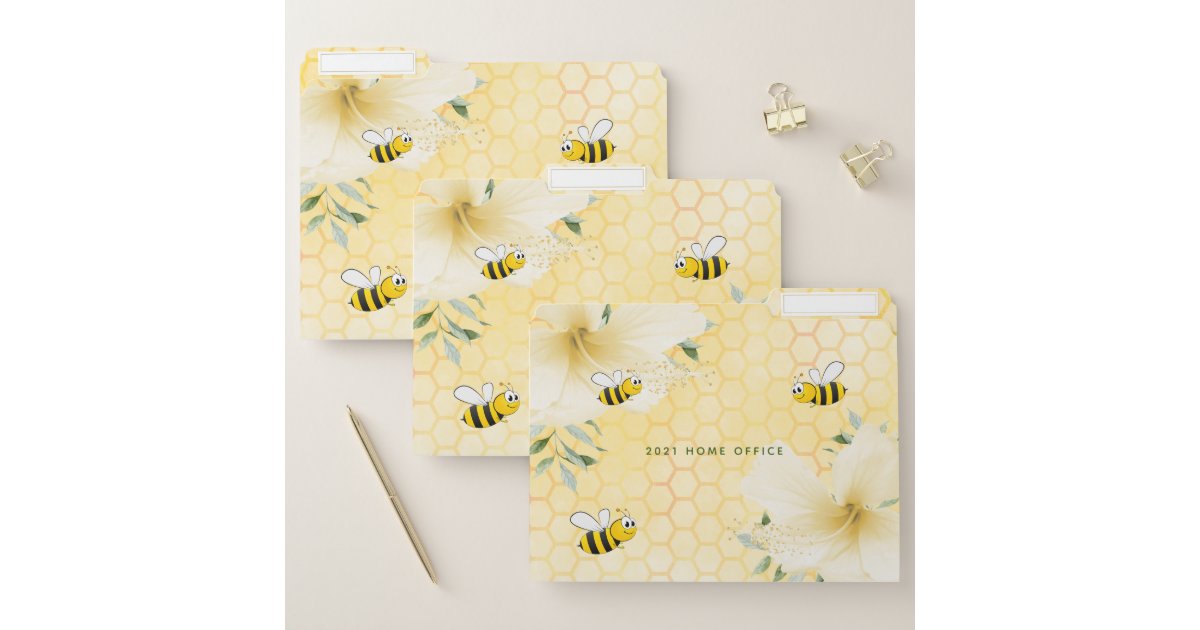 Happy bumble bees yellow honeycomb home office file folder | Zazzle