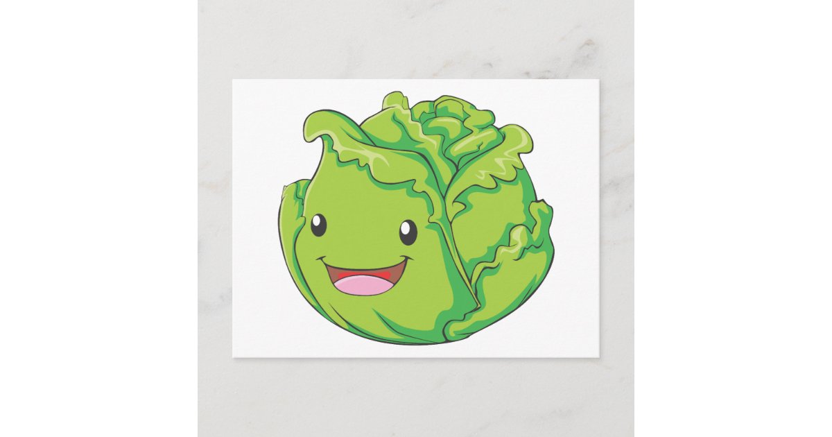 Happy Cabbage Vegetable Smiling Postcard | Zazzle