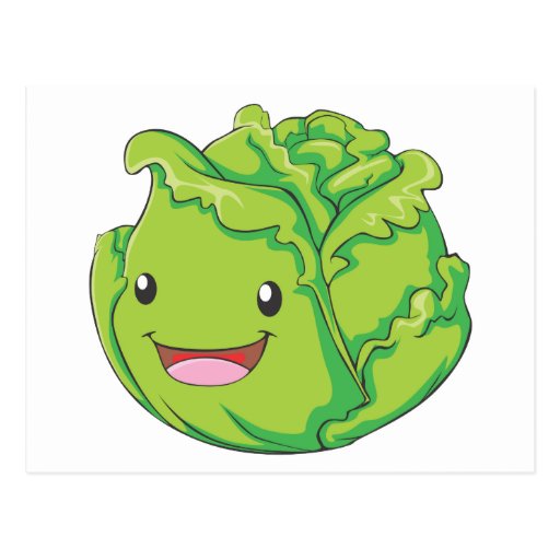 Happy Cabbage Vegetable Smiling Postcard | Zazzle