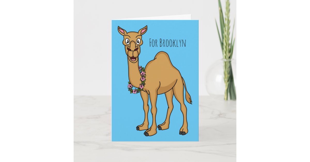 Happy camel cartoon illustration card | Zazzle