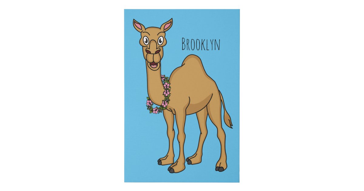 Happy camel cartoon illustration faux canvas print | Zazzle