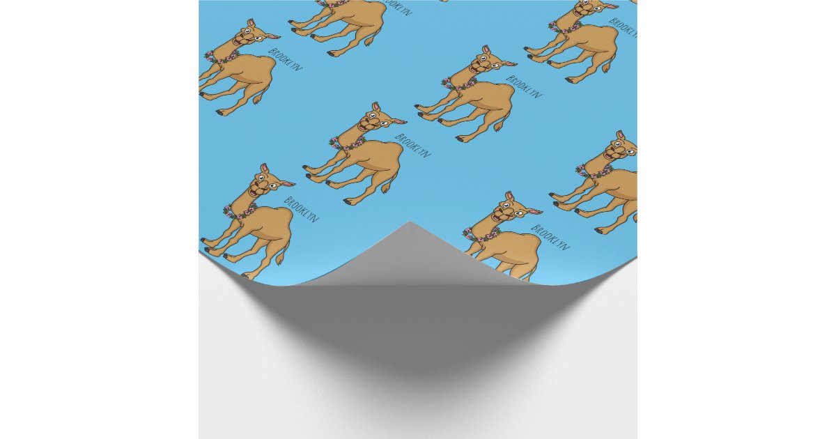 Happy camel cartoon illustration wrapping paper | Zazzle