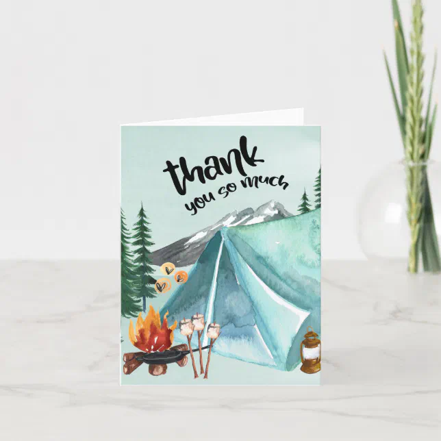 Happy Camper Birthday Camping Tent Thank You Card | Zazzle
