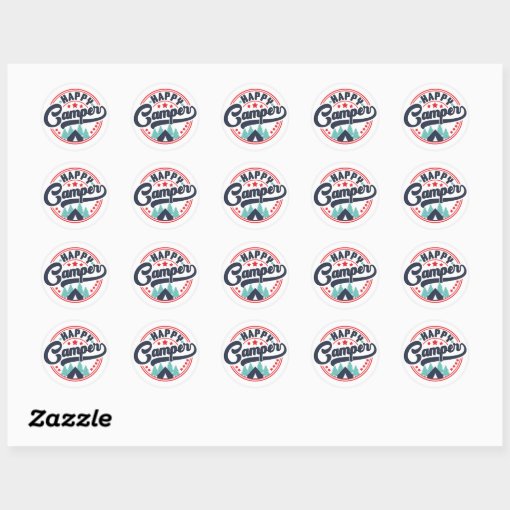 Happy Camper Classic Round Sticker | Zazzle