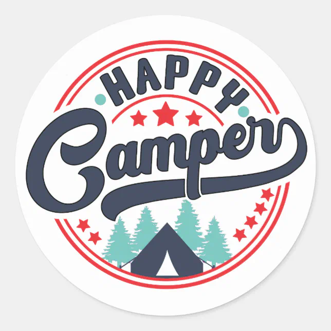 Happy Camper Classic Round Sticker | Zazzle