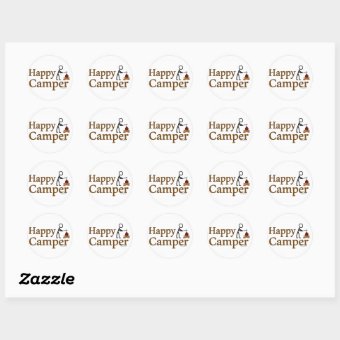 Happy Camper Classic Round Sticker | Zazzle