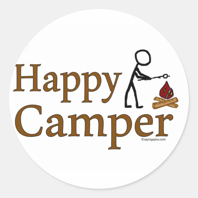 Happy Camper Classic Round Sticker | Zazzle