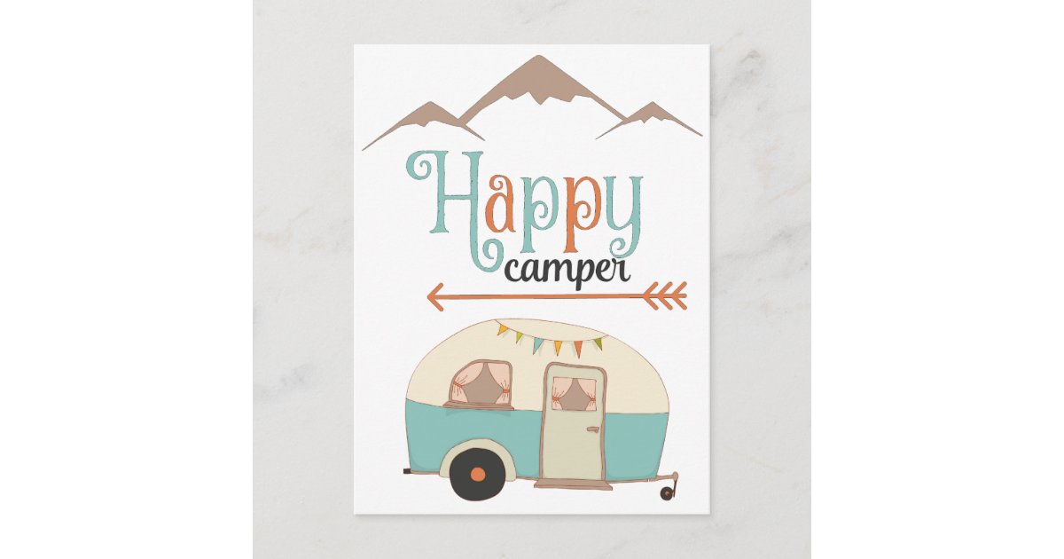 Happy Camper Cute Retro RV Postcard | Zazzle