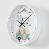 Happy Camper Cute Retro RV Wall Clock | Zazzle