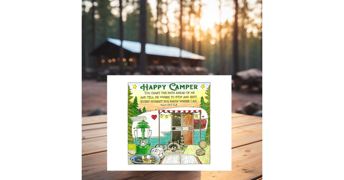 Happy Camper Inspirational Postcard | Zazzle