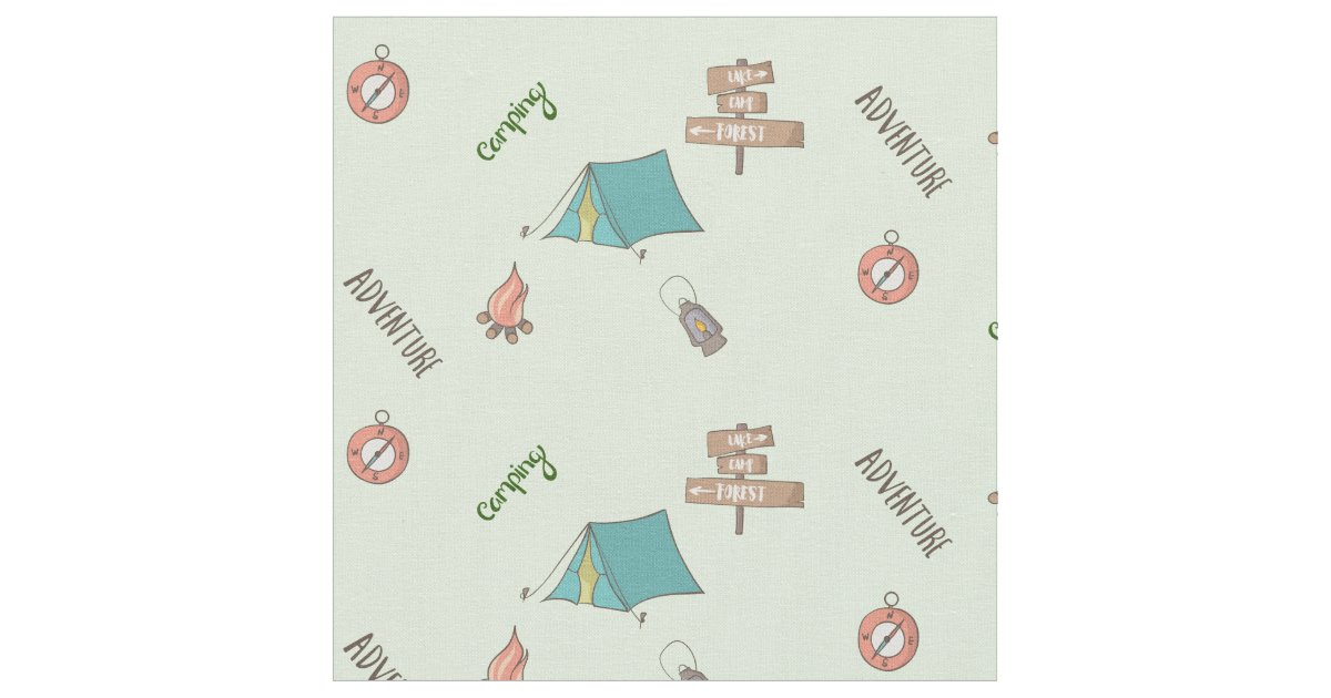 Happy Camper Pattern Fabric | Zazzle