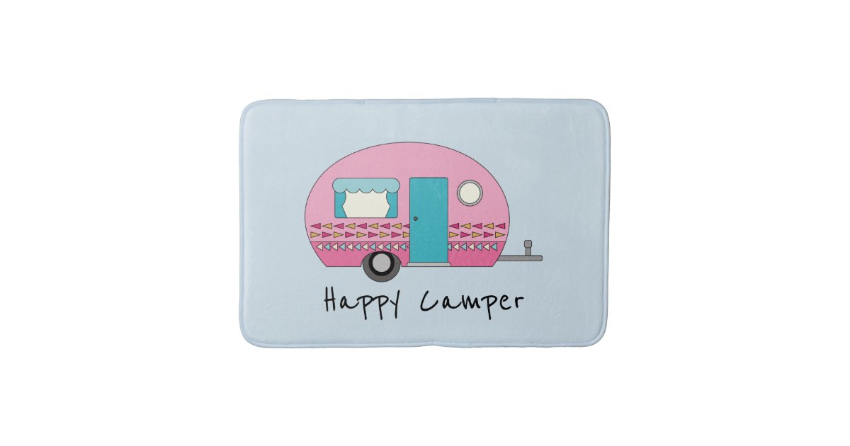 Happy Camper Pink RV Bath Mat | Zazzle