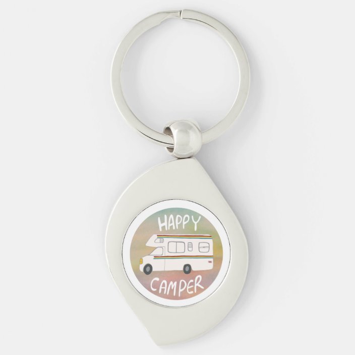 Happy Camper Rainbow RV Sunset Motorhome RVing Keychain | Zazzle.com