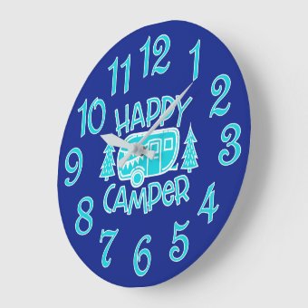Happy Camper RV Camping Traveler Wall Clock | Zazzle