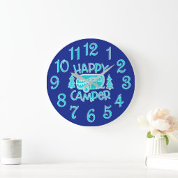 Happy Camper RV Camping Traveler Wall Clock | Zazzle