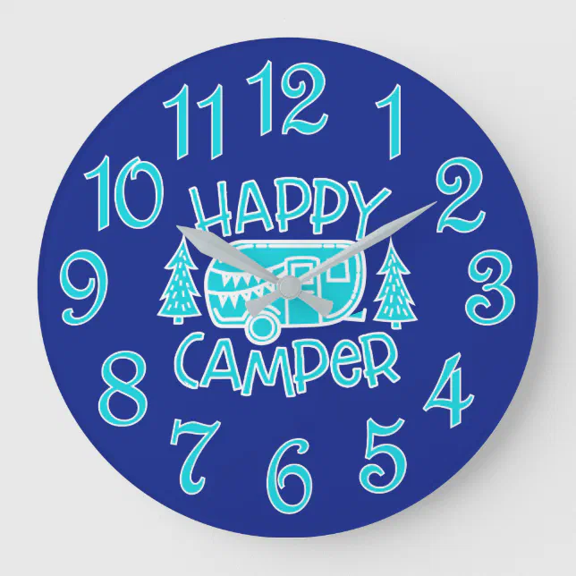 Happy Camper RV Camping Traveler Wall Clock | Zazzle