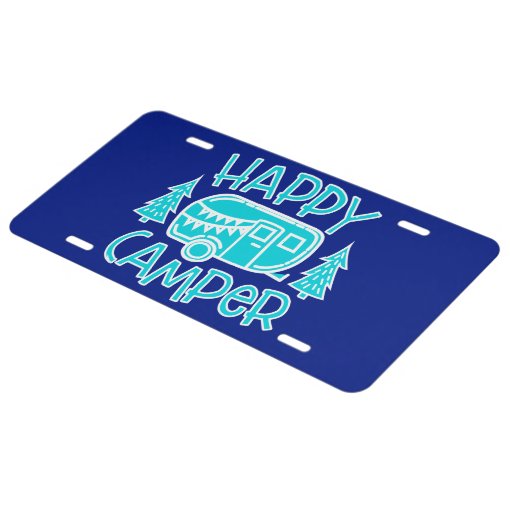 Happy Camper RV Life Travel Trailer Motorhome License Plate | Zazzle