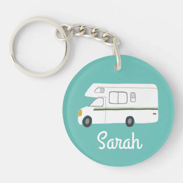 HAPPY CAMPER RV Motorhome Camper CUSTOM Keychain | Zazzle