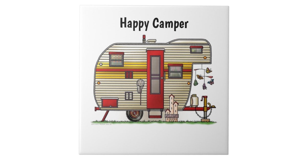 Happy Camper Trailer Ceramic Tile | Zazzle